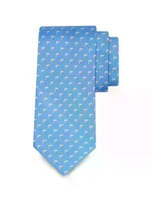 FERRAGAMO Shark-print Silk Tie - Blue