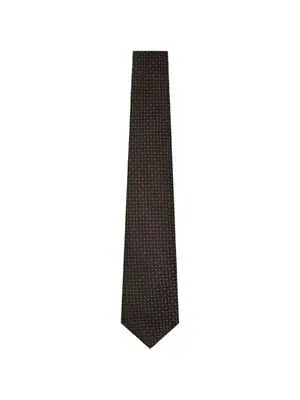 Canali Geometric Patterned Neck Tie - Brown