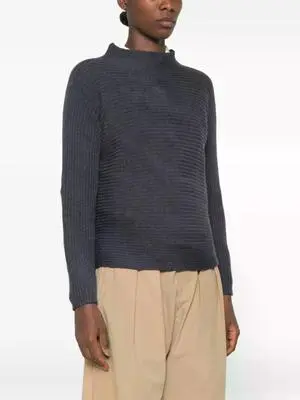 Amina Rubinacci Ribbed Knit Mock Neck Sweater