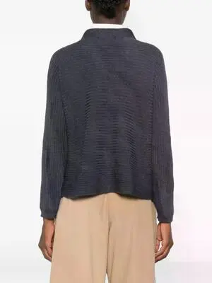 Amina Rubinacci Ribbed Knit Mock Neck Sweater