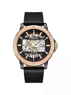 KENNETH COLE Skeleton-dial 44mm Watch - Black