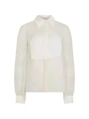 Alberta Ferretti Bib-detail Silk Shirt - White