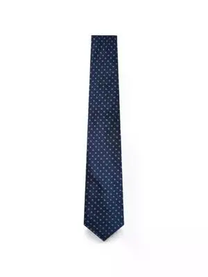 Canali Geometric-print Silk Tie - Blue