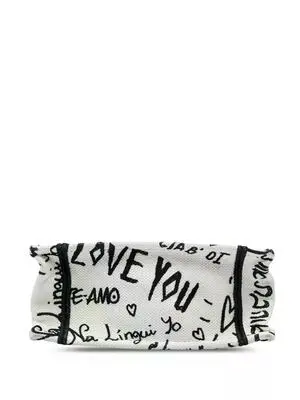 Dior 2020 Dioramour Embroidered Canvas Graffiti Vertical Book Tote Bag