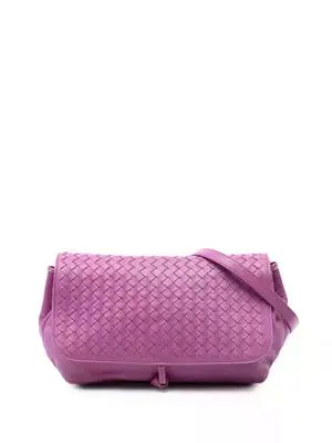 Bottega Veneta 2012-2026 Leather Intrecciato Flap Crossbody Bag - Pink
