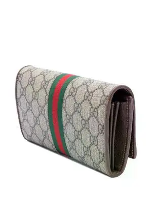 Gucci Ophidia Gg Supreme Web Wallet On Chain Crossbody Bag - Neutrals