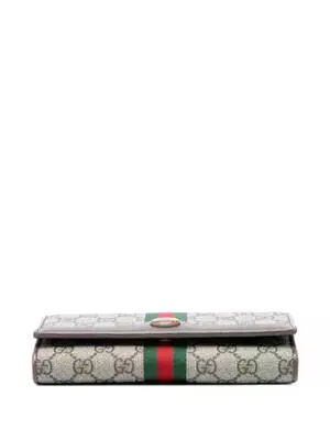 Gucci Ophidia Gg Supreme Web Wallet On Chain Crossbody Bag - Neutrals