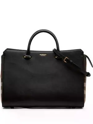 Burberry Leather And Mega Check Canvas Banwell Satchel