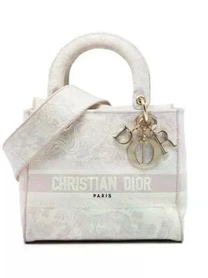 Dior 2022 Medium Embroidered Canvas Toile De Jouy Lady D Lite Satchel - Pink