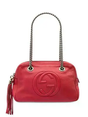 Gucci 2016-2026 Calfskin Soho Chain Zip Shoulder Bag - Red