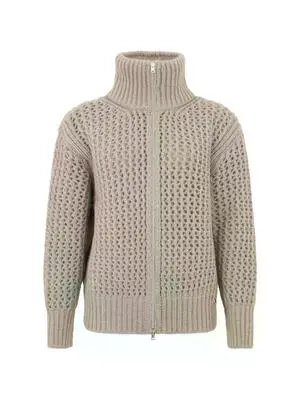 Herno Ribbed Zip-up Sweater - Neutrals