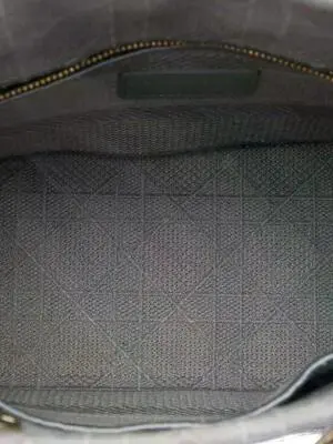 Dior Medium Embroidered Canvas Cannage Lady D Lite Satchel - Grey