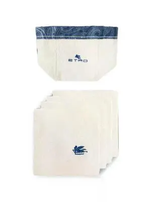 Etro Pegaso-embroidered Paisley-trim Basket And Towels Set - Neutrals