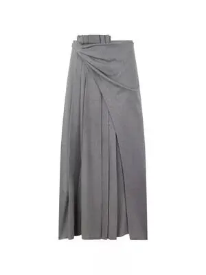 Alberta Ferretti Draped Pleated Maxi Skirt - Grey