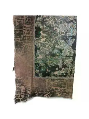 Avant Toi Paisley-print Frayed Scarf - Brown