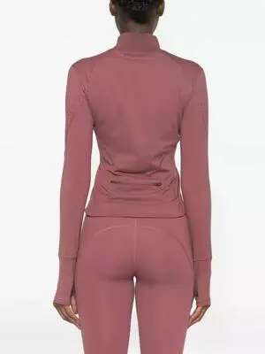 Adidas By Stella McCartney X Stella Mccartney Perforated Zip-up T-shirt - Pink