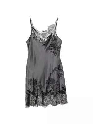 Carine Gilson Lace-trim Silk Nightdress - Grey