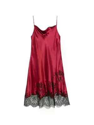 Carine Gilson Lace-trim Silk Midi Dress - Red