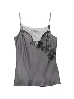 Carine Gilson Lace-trimmed Silk Camisole - Grey