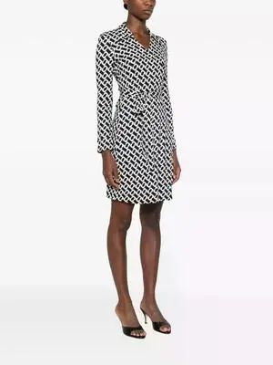 Diane Von Furstenberg Chain-link Print Wrap Dress