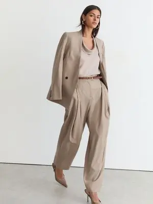 REISS Juniper Wool-blend Barrel-leg Suit Trousers
