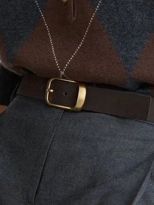 REISS Evie Suede Curved-buckle Belt - Grey