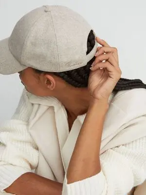 REISS Helena Wool-blend Herringbone Baseball Cap - Neutral