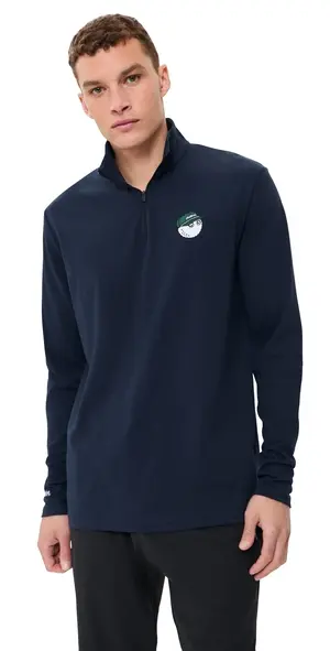 MALBON Mid-weight Stretch Jersey Quarter Zip Jacket - Navy