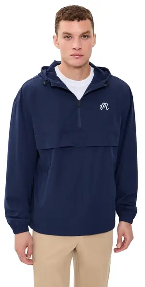 MALBON Ridge Anorak Jacket With Embroidered Logo - Navy