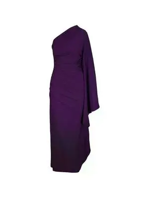 Michael Kors Draped Matte Jersey One-shoulder Gown - Purple