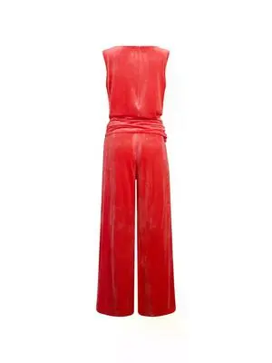Alberta Ferretti Velvet Effect Sleeveless Jumpsuit - Red