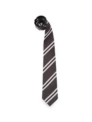 Saint Laurent Striped Tie In Silk Jacquard - Black