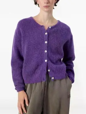 American Vintage Vitow Fluffy Knit Cardigan - Purple