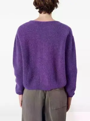 American Vintage Vitow Fluffy Knit Cardigan - Purple