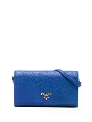 Prada Vitello Daino Wallet On Strap Crossbody Bag - Blue