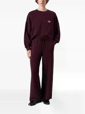 American Vintage Burgundy Fleece Drawstring Track Pants - Red