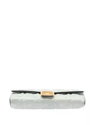 Fendi Zucca Embossed Nappa Baguette Continental Wallet With Chain - White