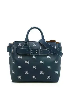Burberry 2018 Medium Grained Calfskin Embroidered Equestrian Knight Marais Belt Bag Satchel - Blue