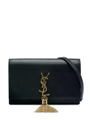 Saint Laurent 2019 Smooth Calfskin Monogram Kate Tassel Chain Wallet Crossbody Bag - Black