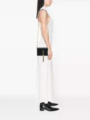 Saint Laurent 2019 Smooth Calfskin Monogram Kate Tassel Chain Wallet Crossbody Bag - Black