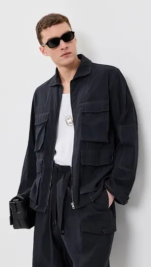 LEMAIRE 3d Pocket Zip-up Jacket - Squid Ink