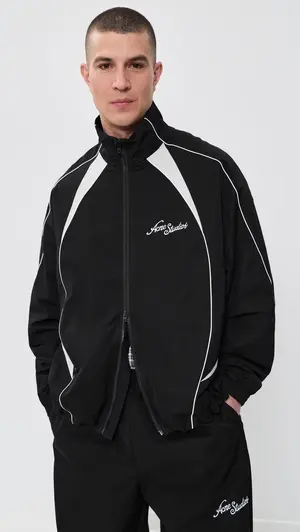 Acne Studios Zip-up Technical Blend Jacket With Embroidered Logo