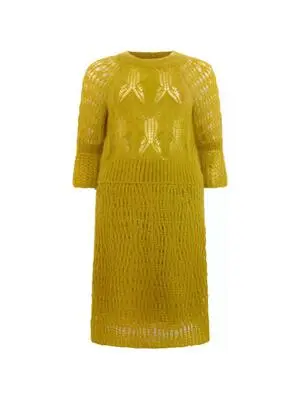 Alberta Ferretti Open-knit Midi Dress