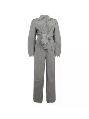 Alberta Ferretti Fringe-trimmed Belted Jumpsuit - Grey