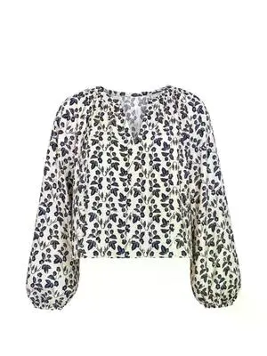 Tanya Taylor Adelina Puff-sleeve Blouse - Neutrals