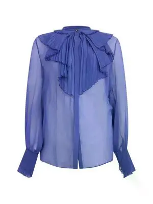 Alberta Ferretti Ruffled Silk Shirt - Blue