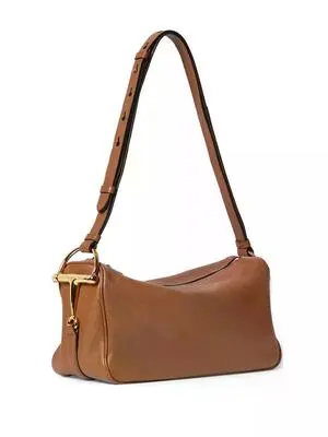 Gucci Medium Half Horsebit Grained-leather Shoulder Bag - Brown