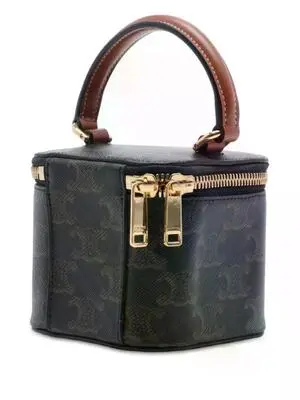 Celine 2023 Mini Triomphe Coated Canvas Vanity Case Satchel - Brown