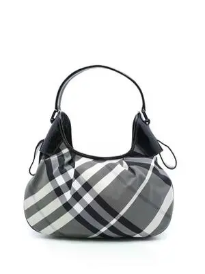 Burberry 2000-2017 Beat Check Nylon Brooklyn Hobo Bag - Grey