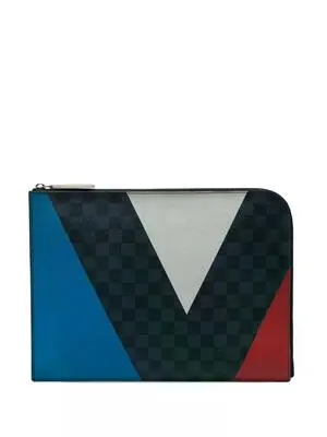 LOUIS VUITTON 2016 Damier Cobalt Americas Cup Pochette Jour Gm Clutch Bag - Blue